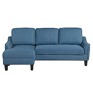 OSP Home Furnishings Lester Chaise Sleeper Sofas, Blue