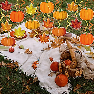 Fall Decor Pumpkin Maple Leaf Hanging Swirl - Fall Thankgiving Pumpkin Party Ceiling Decorations for Home Classroom Office Autumn Thanksgiving Harvest Decor Party Supplies