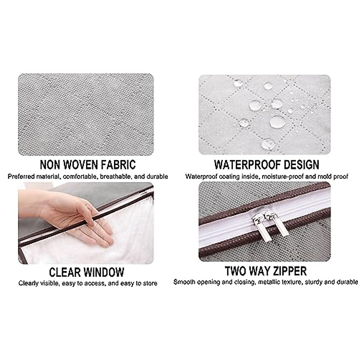 Clothes Storage Bag with with Clear Window & Lid - Storage Organizer with Duel Zipper & Handle, Sorting Storage Box for Clothes & Toys Sweaters Coats T-shirts Blankets (3-in-1 Set)