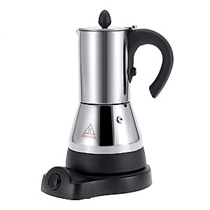 Stovetop Espresso Maker with 3-Layer Design, 200/300ml Electric Stainless Steel Espresso Coffee Mocha Pot Electric Coffee Maker, 360° Rotation Moka Pot for Home Office(300ml)