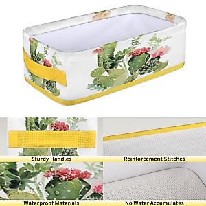 Watercolors Cactus Toilet Tank Baskets Foldable Bathroom Storage Basket - Durable, Multi-Purpose Organizer for Kitchen, Living Room, and Closet ()