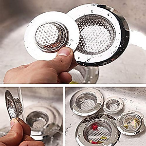 Shower Drain(4 Pack), Bathtub Drain Cover, Sink Tub Drain Stopper, Sink Strainer for Kitchen and Bathroom, Hair Stopper for Bathtub Drain Cover Size from 1.5'' to 4.45''. (Silver-Round Hole)