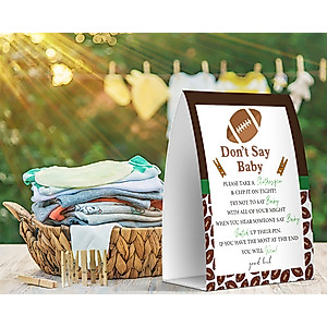 Don't Say Baby Set - One 5x7 Sign and 50 Mini Clothespins, Baby Shower Games, Baby Shower Decoration, Gender Neutral Baby Shower - MsJb031