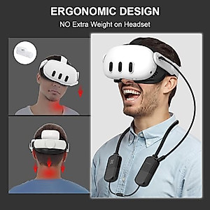 AMVR 8000mAh Battery Pack Compatible with Meta Quest 3S/Quest 3/Quest Pro/Quest 2/Pico 4, Accessories for Quest 3, Lightweight Neck Power Bank to Less Head Pressure, Extend Playtime in VR