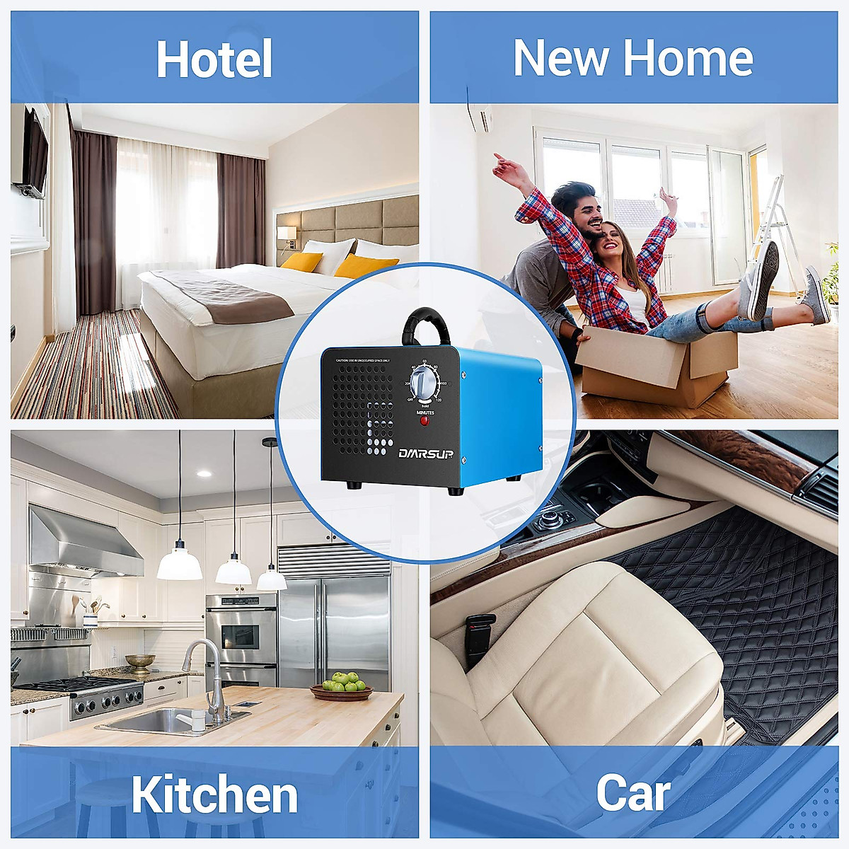 DMRSUP Commercial Ozone Generator 2.0 APP Control 11000 mg/h Air Purifier Ionizer - Ozone Machine for Home, Cars, Smoke, Blue