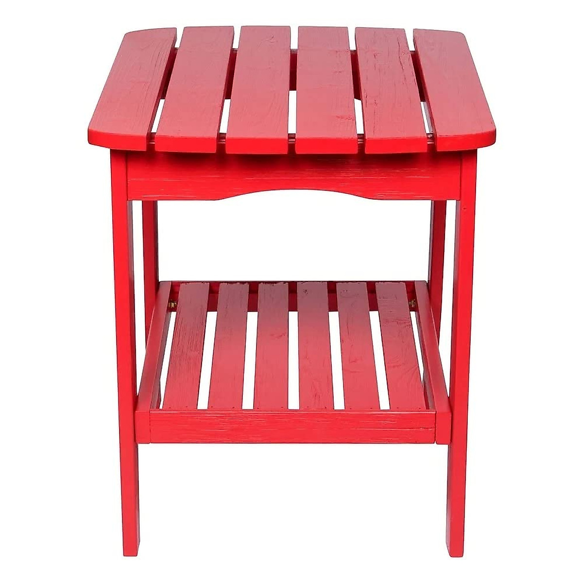 Classic Adirondack Rectangle Patio Table with Slated Top & Genuine Cedar Wood Construction 24" Lx19 Wx22 H | Chili Red Color Weatherproof Finish Best for Indoor Outdoor Use | Water & Rust Resistant