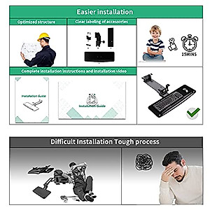 JWX Keyboard Tray Under Desk Slide Out, Large Under Desk Mounted Keyboard Drawer Adjustable Height with Mouse pad & Soft-Touch wristpad for Standing Desk, Gaming Home Office Desk