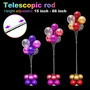 Balloon Column Stand Set of 2, 7ft Adjustable Balloon Stand kit with Base Telescopic for Floor Baby Shower Wedding Birthday Graduation Halloween Party Decorations