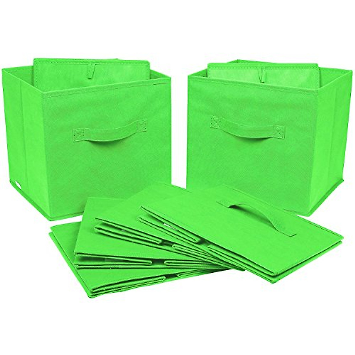 Greenco Foldable Storage Cubes, 6 pcs (Green) | Closet Organizer Storage Basket/Box/Bin/Shelf | Cube Storage Organizer | Collapsible Storage Bins Boxes | Non-woven Cloth Fabric Bin Drawers/Baskets
