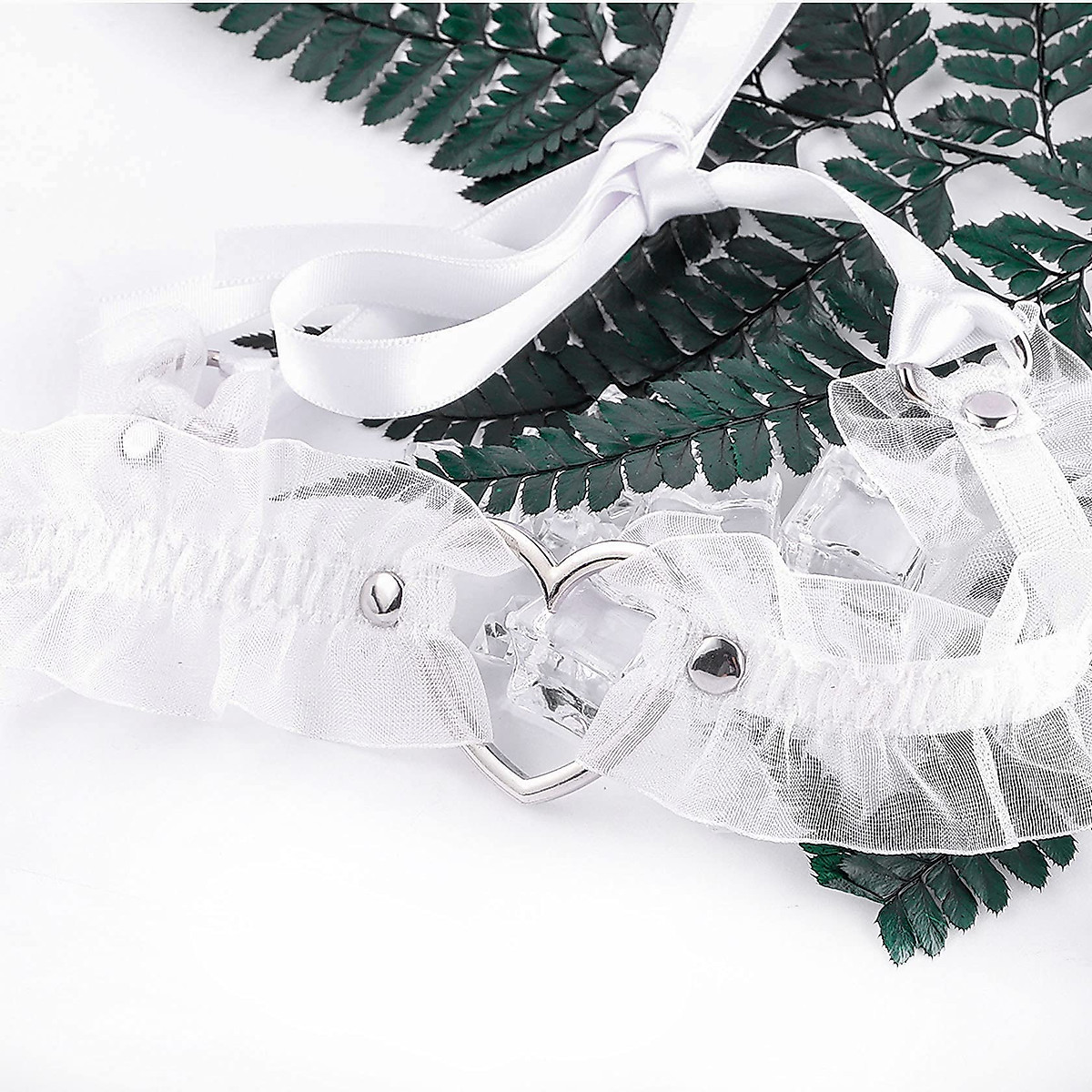 Eigso White Lace Bracelet Bangle for Women Choker PU Thight Leg Ring for Women Steampunk Gothic