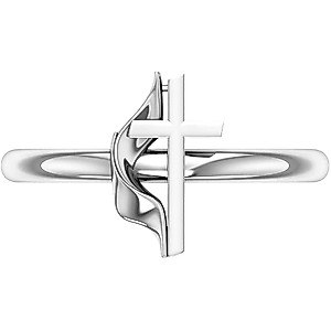 US Jewels Ladies 925 Sterling Silver Methodist Cross Ring, Size 5