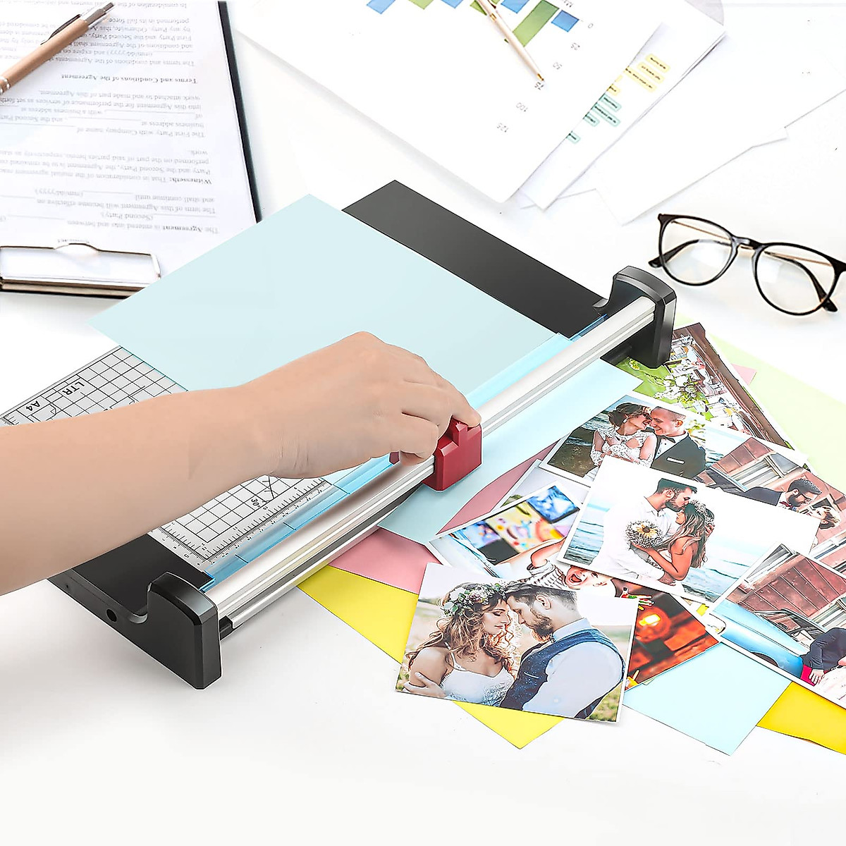 CREGEAR Professional Rotary Paper Trimmer 12" Cut Length Rotary Trimmer Paper Cutter, Heavy Duty Paper Cutter with 10 Sheet Capacity, Paper Cutters and Trimmers for Cardstock, Paper Crafts