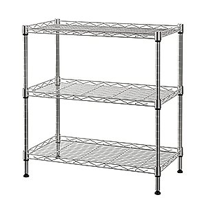 SINGAYE 3 Shelf Wire Shelving Unit Adjustable Storage Shelving 21.26”W x 11.41”D x 22.83”H (Silver)