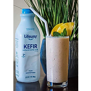 Lifeway Low Fat Kefir - Unsweetened, 10g Protein, 12 Live Active Probiotic Cultures, Up to 99% Lactose Free, Gluten Free – Plain, 32 oz