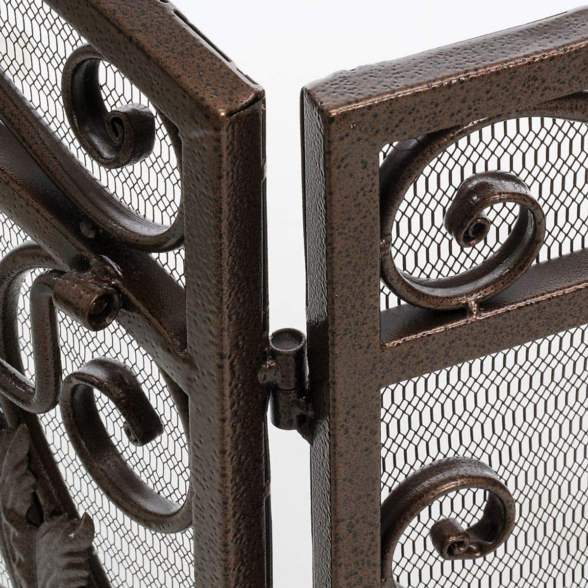 Christopher Knight Home Waterbury Fireplace Screen, Gold Flower On Black