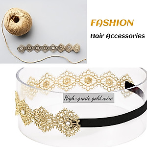 DANMY Baby Girl Super Elastic Headband,Cotton Lace Toddler Hair Band,Infant Soft Turban Hair Accessories Set (gold 1pcs)