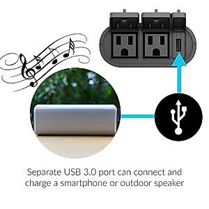 D-Link Wi-Fi Smart Outdoor Plug with 2 Outlets and 1 USB Port, No Hub Required, Works with Google Assistant (DSP-W320-US) , Black