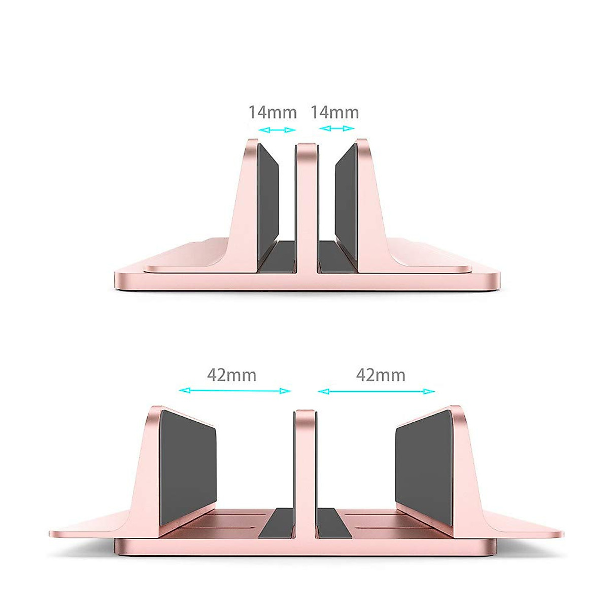 Rose Gold Laptop Stand,BECEMURU Aluminum Vertical Laptop Holder Space Saving Notebook Laptop Desktop Mount Support Base Adjustable Dock Width Fit for All MacBook,Surface,Chromebook,Samsung,Huawei,HP