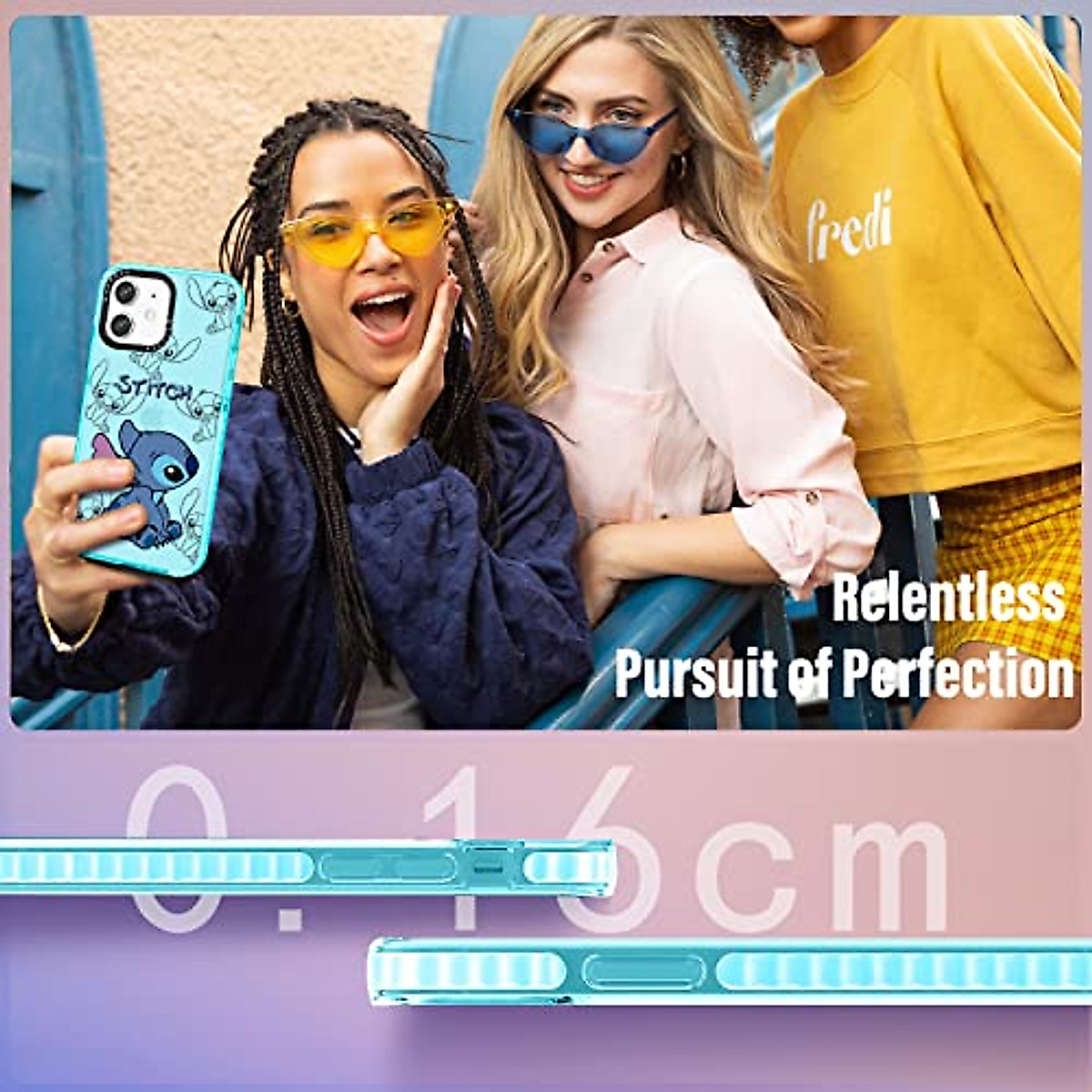 Ulirath for iPhone 11 Case Cute Cartoon Character Designer Pattern Cover Kawaii Girly Girls Teens Boys Kids Bumper Soft TPU Blue Kiss Stih Couple Phone Cases Clear Design for iPhone 11 6.1 Inch
