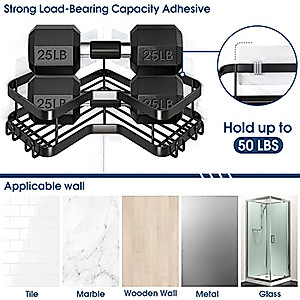 biukpci 4 Pack Corner Shower Caddy,Shower Organizer,Adhesive Stainless Steel Bathroom Shelf with Soap Dish Holder and 15 Hooks,No Drilling
