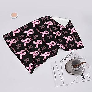 PAMIBERBI Custom Hand Towel with Name Personalized Pink Breast Cancer Ribbon Towel Microfiber Soft Face Towels Highly Absorbent Washcloths Hotel Bathroom Shower Spa Swim Fingertip Towels 27.5 x 16 in