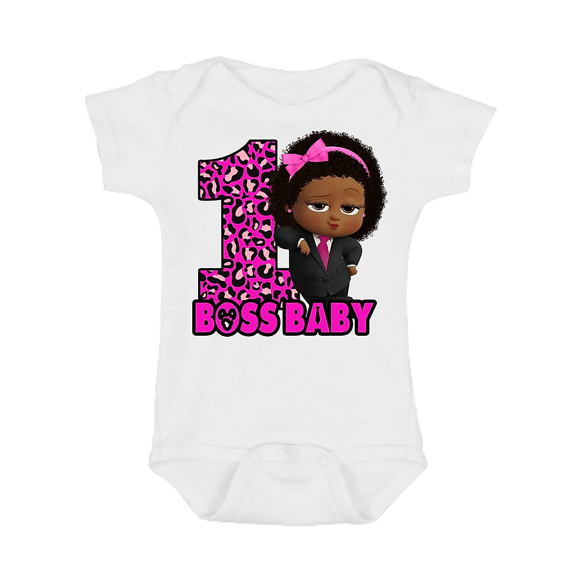 Boss Girl 1st Birthday Tutu Outfit For One Year Old Baby Girl 1 - Leopard Print and Pink (12M)