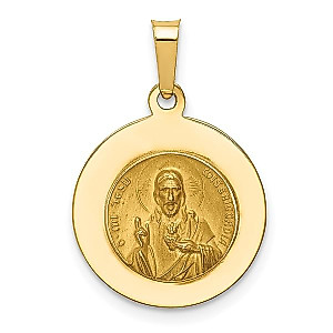 IceCarats 14K Yellow Gold Queen of The Holy Scapular Reversible Medal Necklace Charm Pendant 23mm x 15.85mm Only