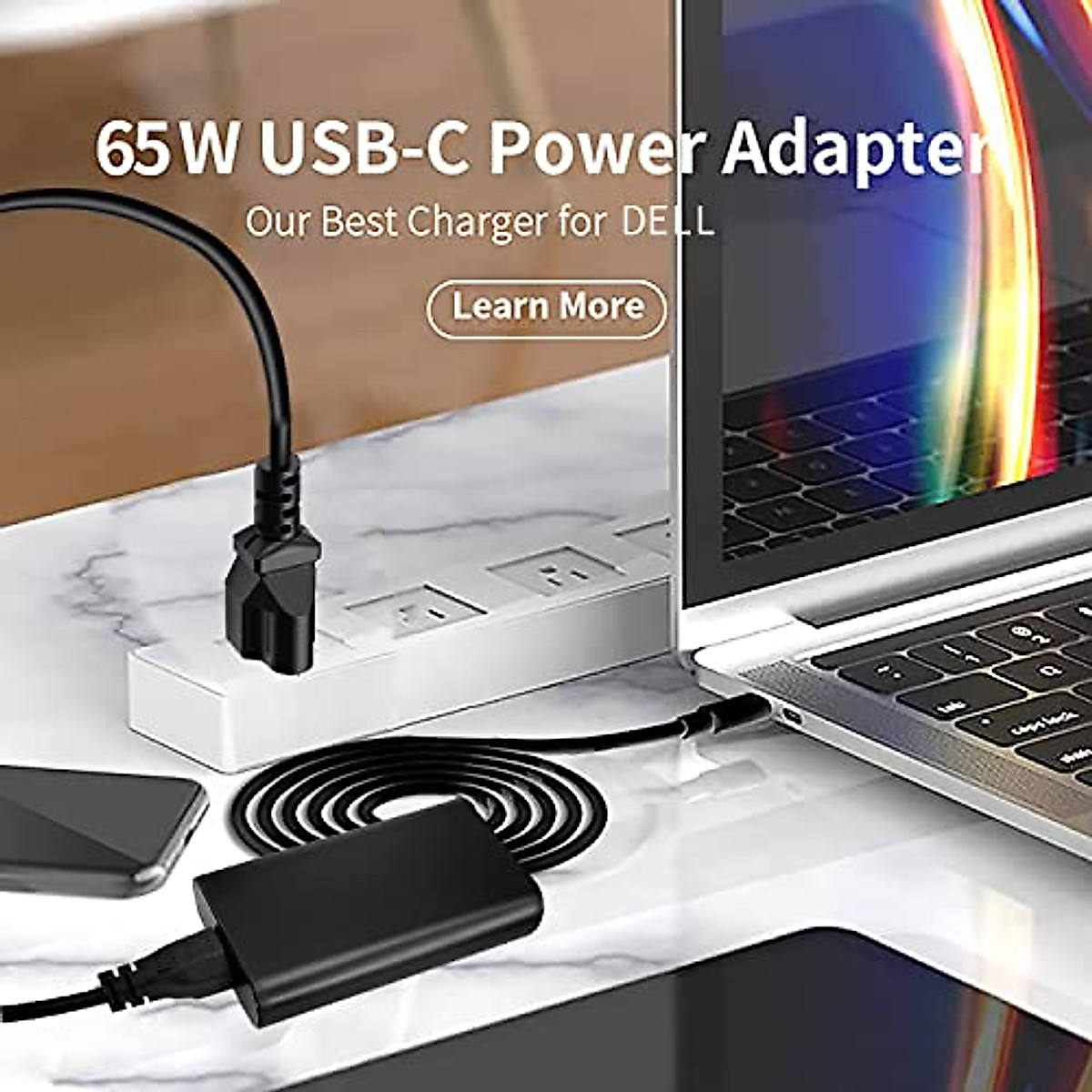45W 65W USB C Laptop Charger for Dell Laptop Charger Latitude 7420 7370 7380 7390 7275 7280 5420 5430 5290 2in1 7430 7330 9430 3300 3400 3500 3510 5290 Inspiron 14 7437 Power Supply Cord
