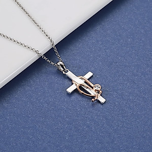 Sterling Silver Stethoscope Cross Necklace Earrings Bracelet Women Medicine Pendant Jewelry Nurse Doctor Graduation Gift for Medical Student (rosegold Stethoscope necklace)