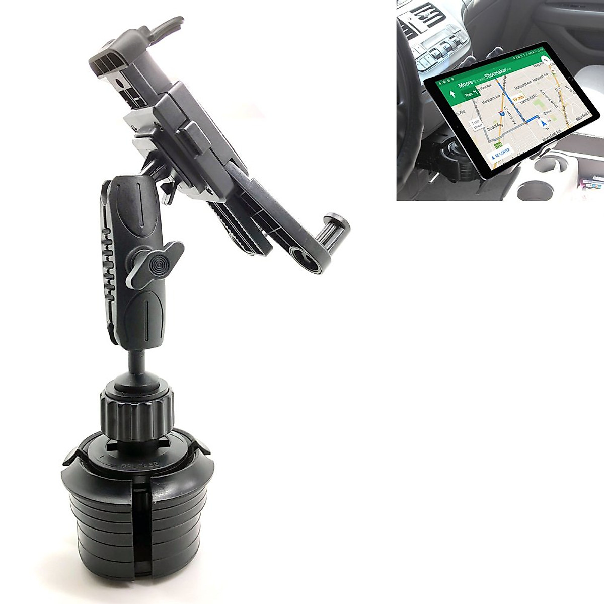 ChargerCity HDX-2 Car SUV Truck Drinks Beverage Cup Holder Mount for All Smartphones & Tablets Like iPad Pro Air Mini iPhone Max Galaxy Tab Fold S23 14 15 Ultra Max Pro (Fits Home Theater Recliner)