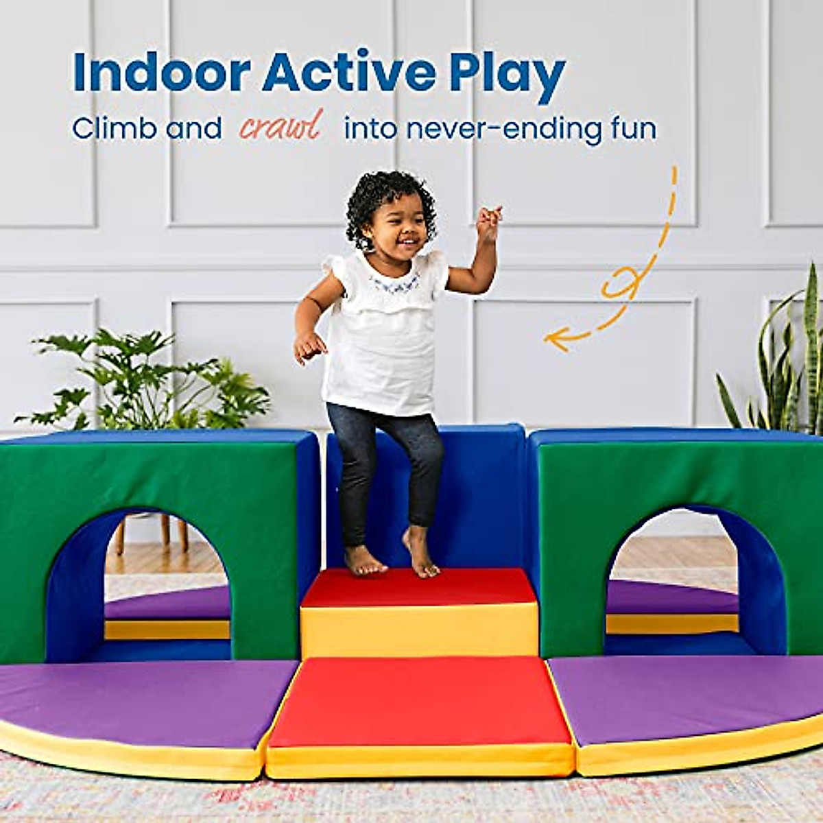 ECR4Kids SoftZone Triple Tunnel Maze, Toddler Playset, Assorted, 9-Piece