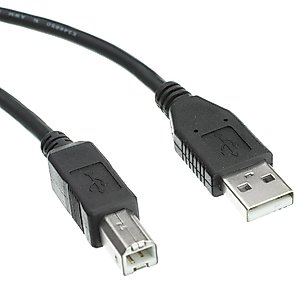 CableWholesale 1 feet USB 2.0 Printer/Device Cable, Black, Type A Male/Type B Male Plug, A Male to B Male High Speed USB Cable, USB 2.0 to Type B Cable, Type B Printer Cable