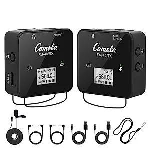 Camola UHF Wireless Microphone for Camera DSLR,Movie Lavalier Mic with Receiver USB Wireless Microphone for Interview&Wireless Lavalier Microphone for Smartphone for Vlogging Video Recording