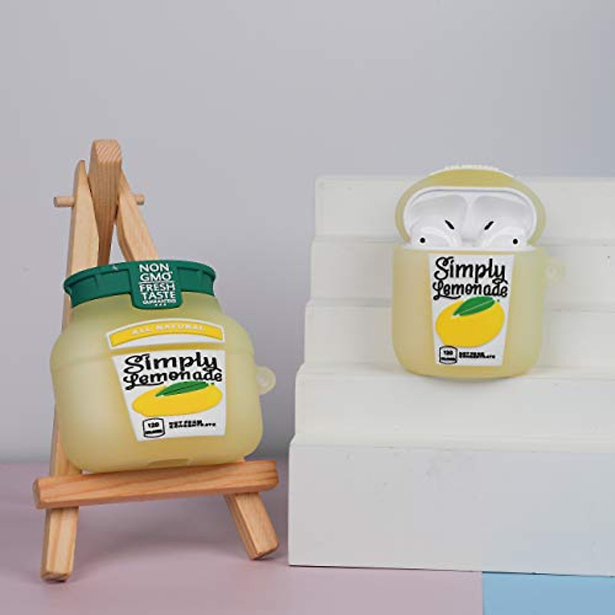 WowChic for Airpod Pro 2019/Pro 2 Gen 2022 Case Soft Silicone 2 Packs Cute 3D Cartoon Kawaii Food Fun Funny Cool Cover Air pods Shell for Girls Boys Women Cases for AirPods Pro (Lemonade+Fiji Drink)