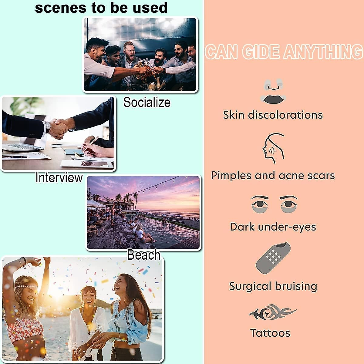 Tattoo Cover Up, Tape, Cover Up Sticker Pads Patches Sheets, Scar Concealing Tape, Waterproof, Lasts 3-7 days, Trendy Tape Available in 3 Color Options! 【Brown 4Pcs】