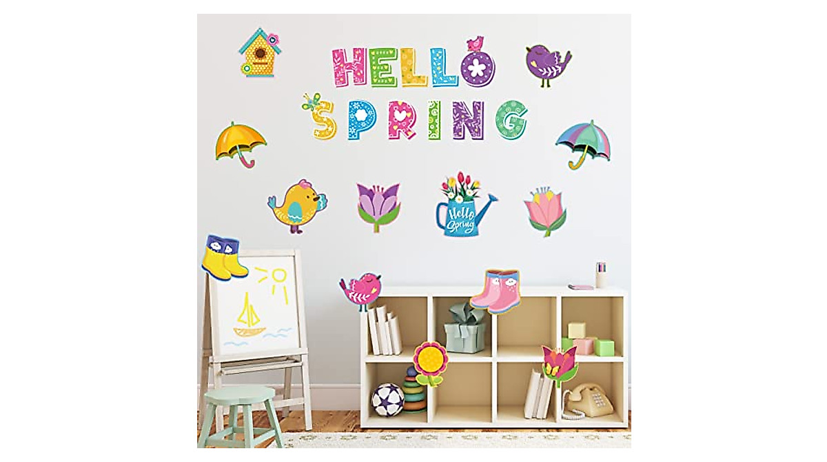 67 Pcs Hello Spring Cutouts, Spring Bulletin Board Decoration Set ...