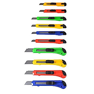 eZthings® 10 Heavy Duty Box Cutters Openers Utility Knives with Snap Off Blades (Variety Knife Set)