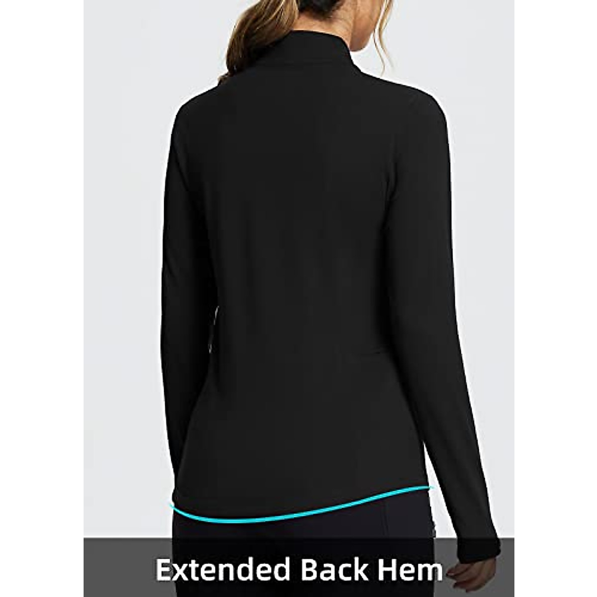 baleaf Women's Fleece Equestrian Shirt Long Sleeve Running Jacket Pullover Half Zip Thermal Horse Riding Cold Weather Gear Black M