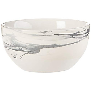 American Atelier Round Dinnerware Sets | White & Gray Kitchen Plates, Bowls, and Mugs | 16 Piece Stoneware Marble Collection 10.5 x 10.5 | Dishwasher & Microwave Safe | Service for 4