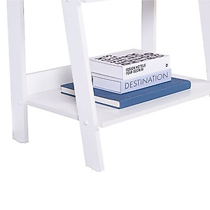 Madesa Modern 5-Tier Ladder Shelf Pantry Storage Space 24 Inch Wooden Free Standing Bookshelf Utility Shelves for Home Office Study Room and Kitchen - White