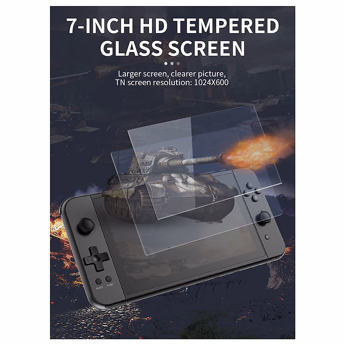 Powkiddy X70 Handheld Game Console Retro Video Game Console Built-in 5500 Games, 32G 7-inch IPS Screen Linux Open Source Game Console Portable Gaming Console for Gameboy (Black 32G )