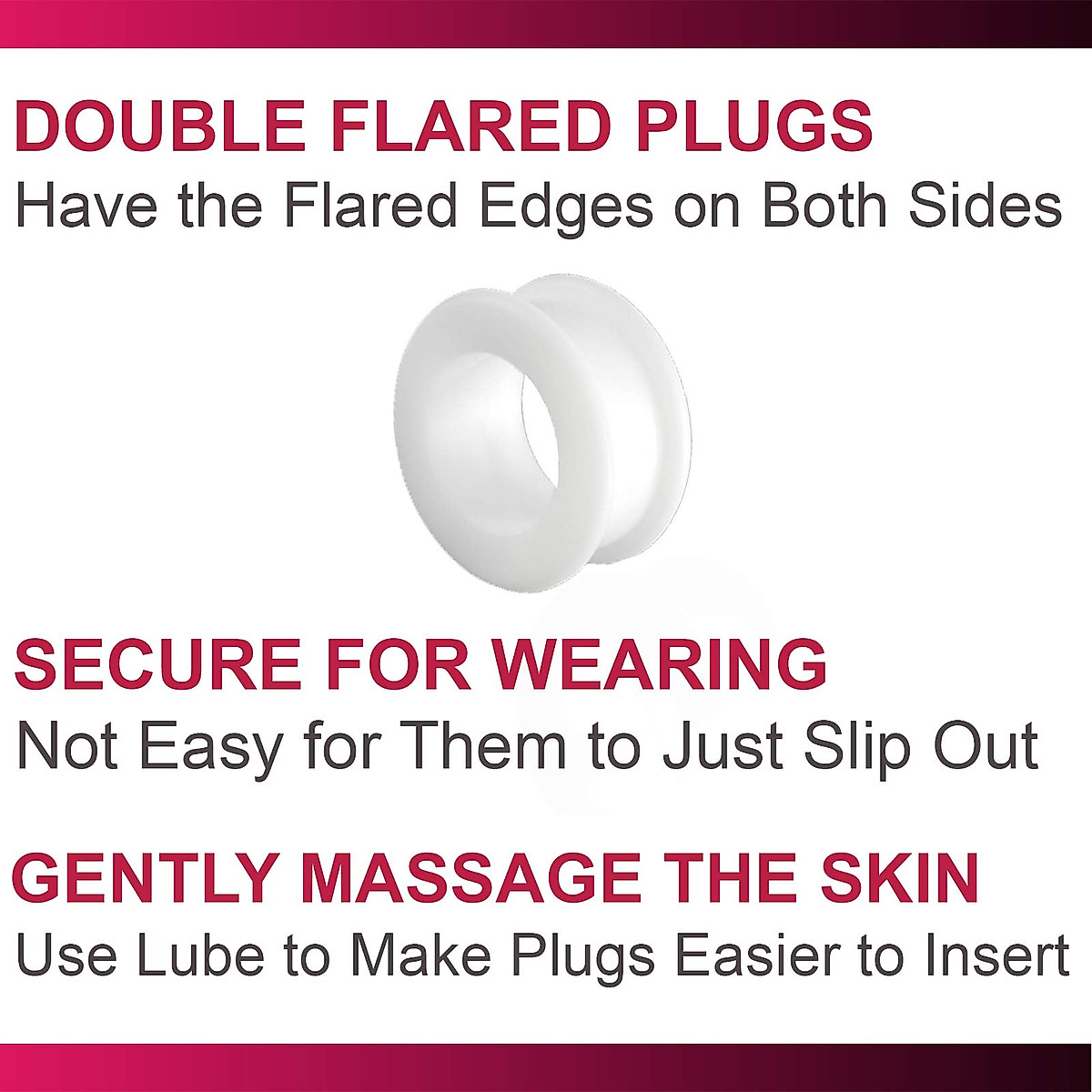 bodyjewellery 15/16G gauge 24mm White Implant grade sili Double Flare Tunnels Ear Plugs SI01 AHAH Ear Stretching Stretchers Piercing 2Pcs