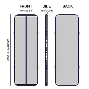 BEYOND MARINA Air Gymnastics Tumble Track 4/8 inches Thickness Inflatable Tumbling 10ft/13ft/16ft/20ft Air Mats for Home Use Training/Cheerleading/Yoga with Electric Pump, 13'x3.3'x4'', Carbon-purple