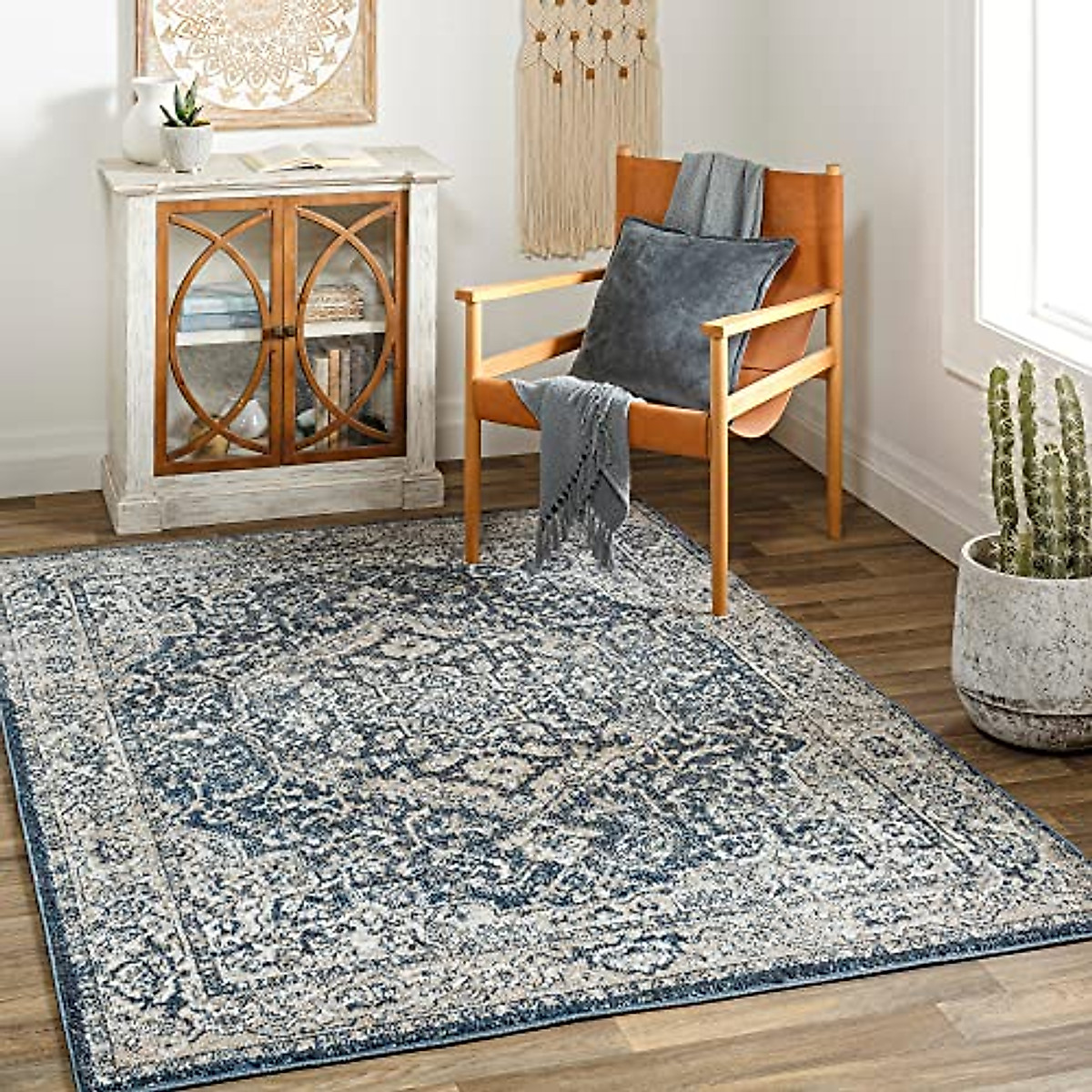 Surya Davaro Traditional Medallion Area Rug,9'2" x 12',Navy