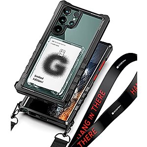 GOOSPERY Z Bumper Designed for Galaxy S22 Ultra Case, Shock Absorbing Dual Layer Structure TPU Edge Clear Back Cover with Detachable Clear Card Holder Stick On Phone Wallet