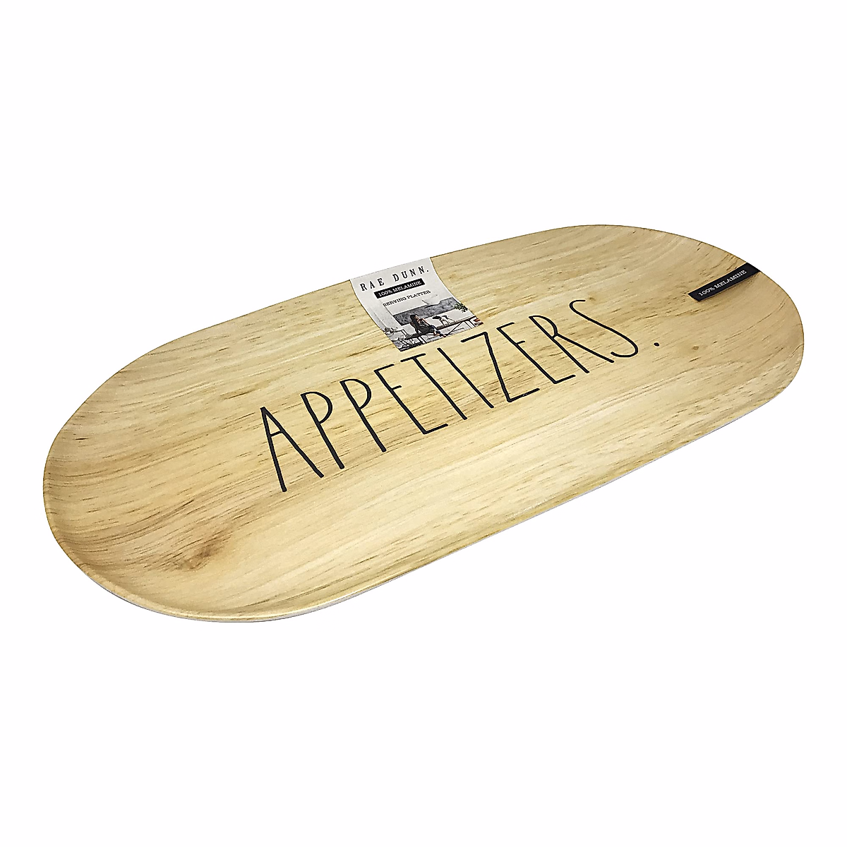 Rae Dunn by Enchente Melamine Serving Platter (19 x 9.5, Appetizers/Faux Wood