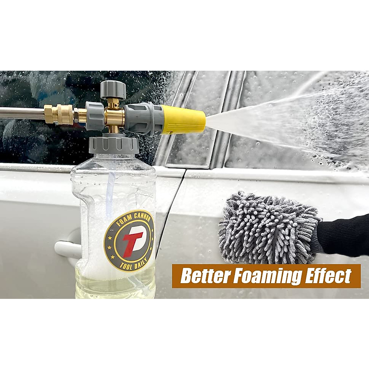 Tool Daily Foam Cannon, Adjustable Foam Blaster, Snow Foam Lance with M22 and 1/4 Inch Quick Connect, Additional Orifice Nozzle 1.1mm, 1.5 Liter