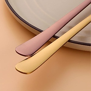 MINGYU 7.87-Inch Ice Tea Spoons Long Handle, Stainless Steel Ice Cream Spoon Matte Finish Colorful Cocktail Stirring Spoons Set of 12, 6