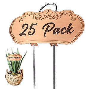 TCYPUHL Metal Plant Labels, Tall Plant Labels, Garden Labels Outdoors for Flower, Fruit and Vegetable, Stainless Steel, Weatherproof (25 Pack, 4'' x 1.10'', Gold)