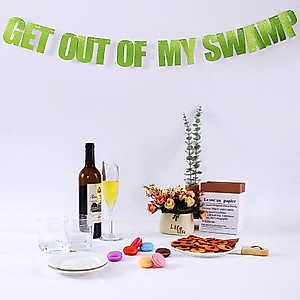 Get Out of My Swamp Banner Green Glitter Birthday Party Decorations Housewarming Party Decor Supplies for Shrek